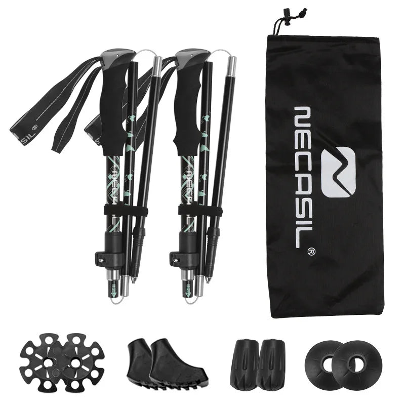 Lightweight Folding Trekking Poles: Carbon Fiber Ultralight Quick Lock ...