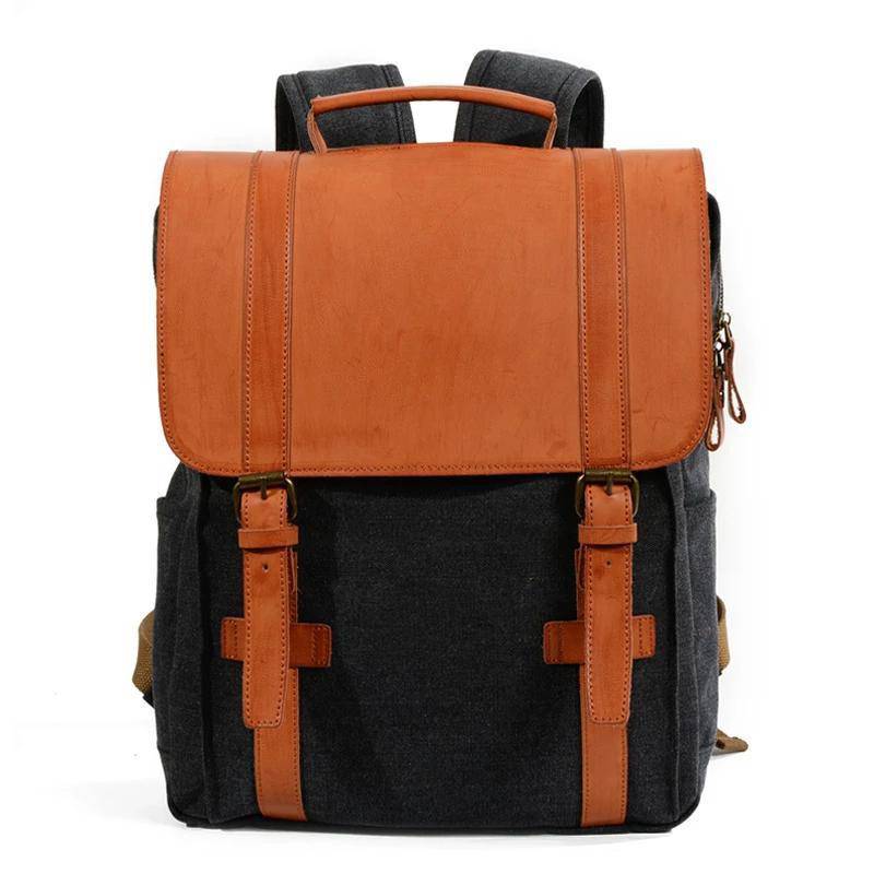 Multi-functional Waterproof Canvas Leather 20 to 35 Litre Backpack ...