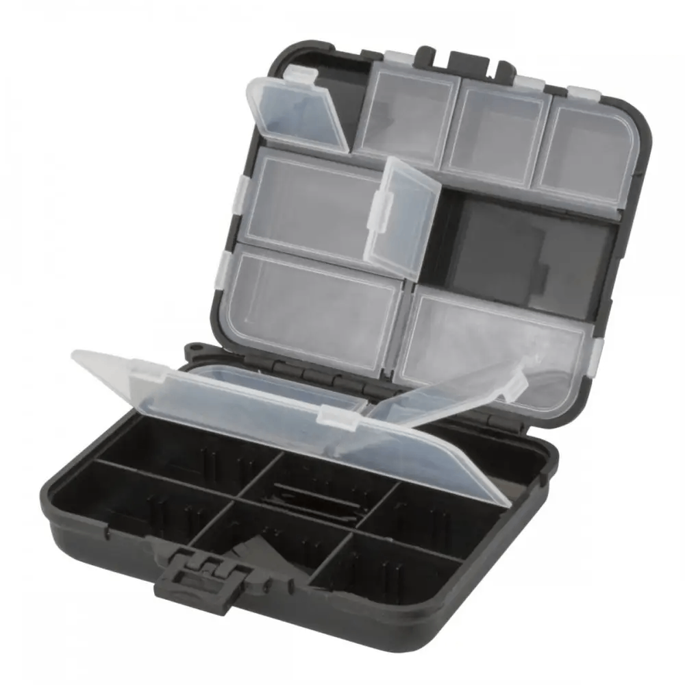 Black Plastic Fishing Tackle Box for 16 Cells for Fisherman | HUNTING CASE